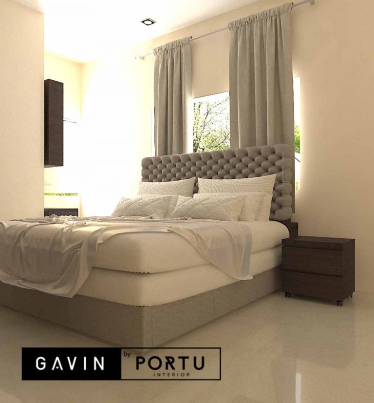 Design Dipan Tempat Tidur Warna Coklat Perumahan Greenline Bintaro ...