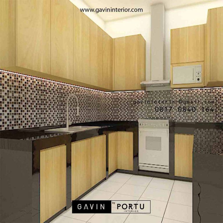 Bikin Kitchen Set Motif Kayu Kombinasi Warna Black Perumahan Modernland ...